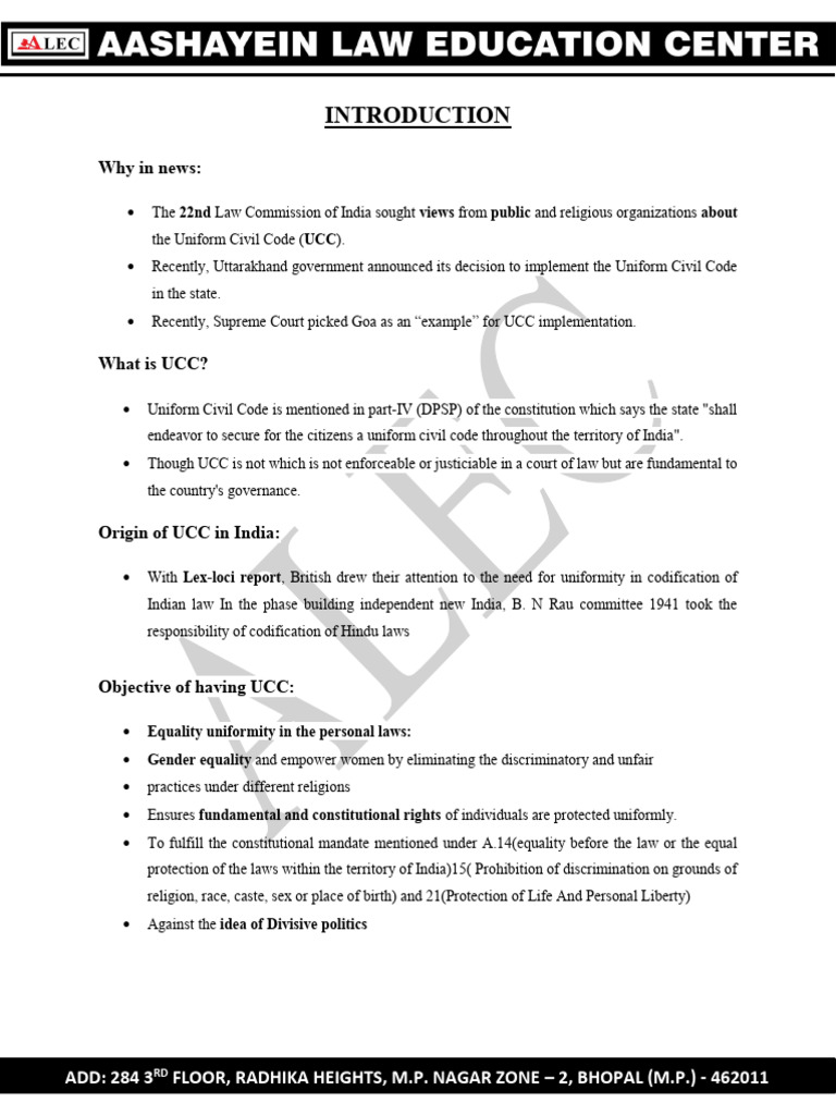 UNIFORM CIVIL CODE | PDF | Justice | Crime & Violence