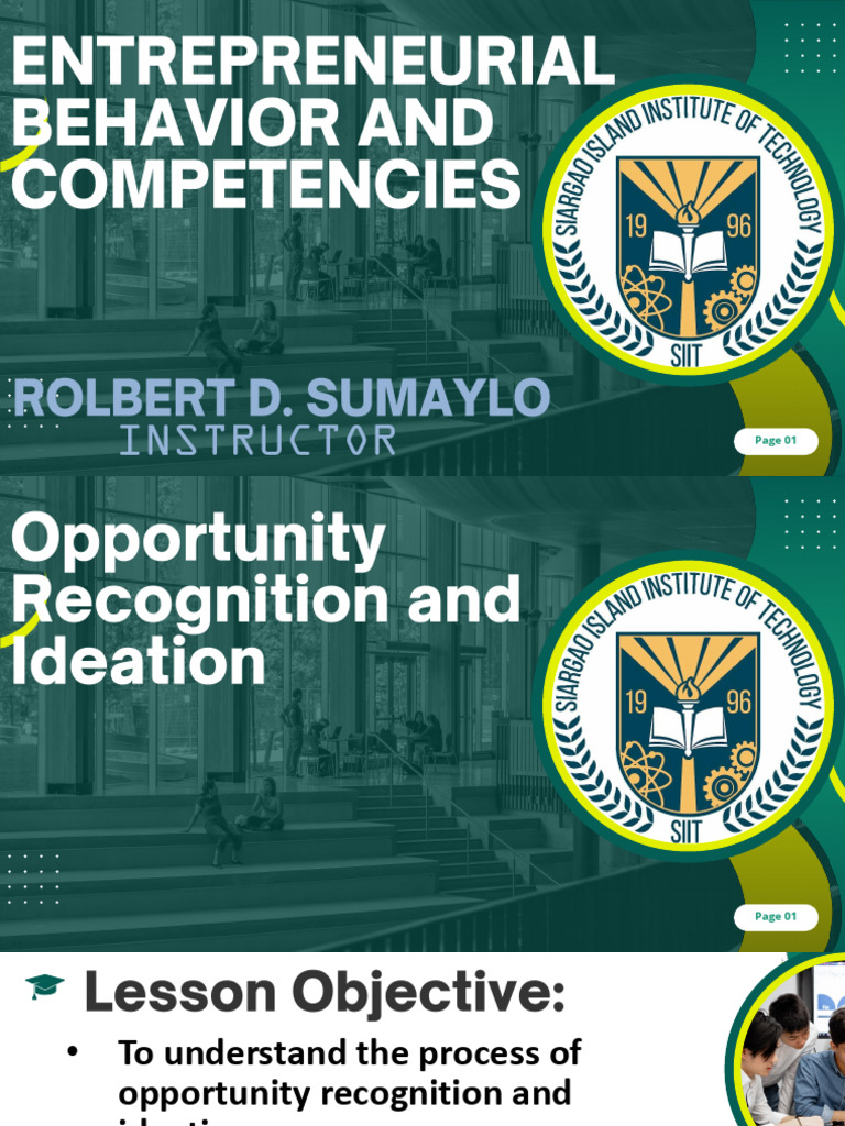 Lesson On Opportunity Recognition and Ideation | PDF | Feasibility ...