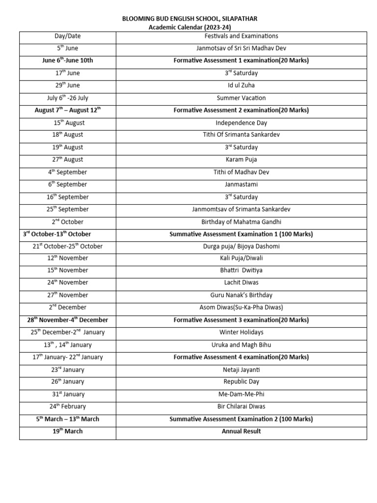 Academic Calendar 2023-24 | PDF