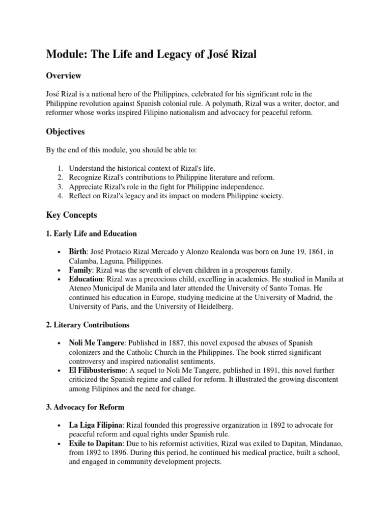 Legacy of Rizal Module | PDF | Philippines