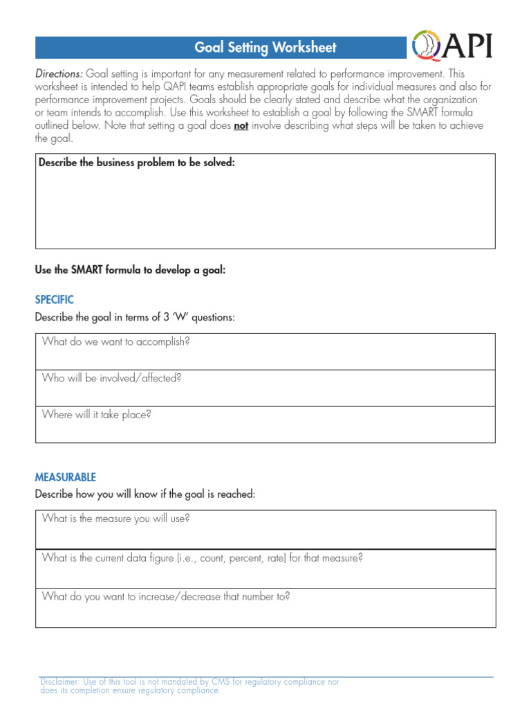 Qapi Goal Setting Worksheet Pdf Goal Goal Setting