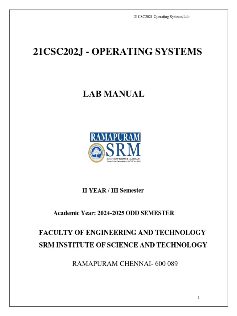 21CSC202J OS LAB Manual Updated | PDF | Scheduling (Computing ...