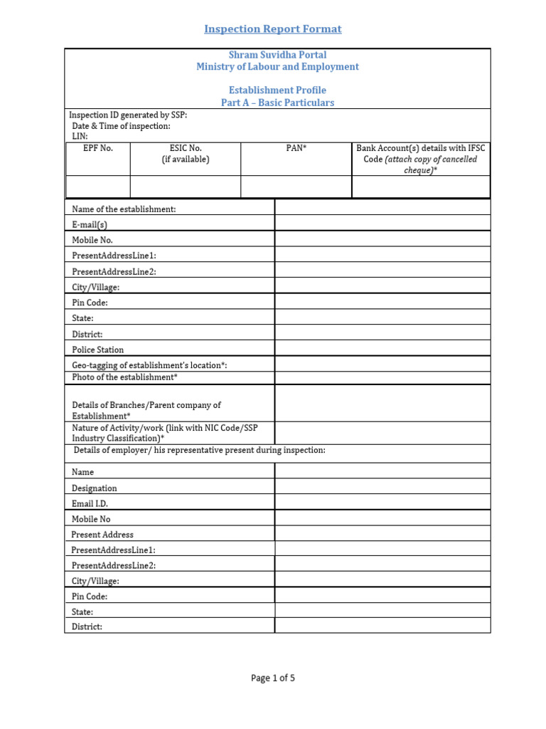 Annexure C - Inspection Report Format | PDF | Employment