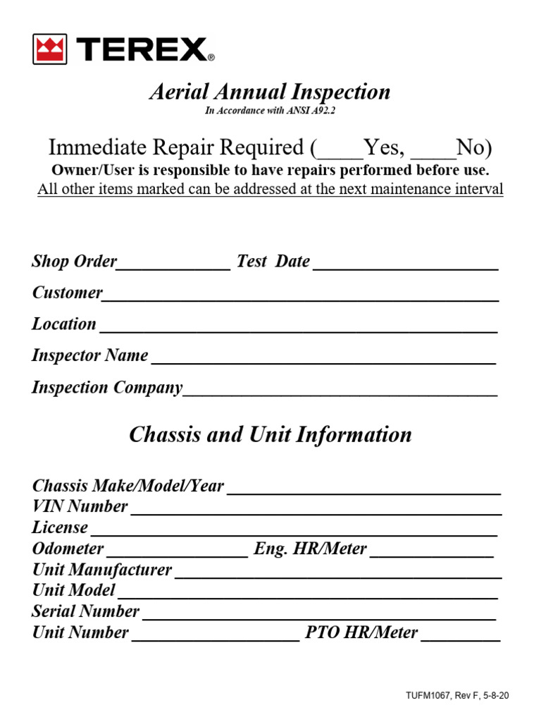 Aerial Periodic Inspection | PDF | Valve | Elevator