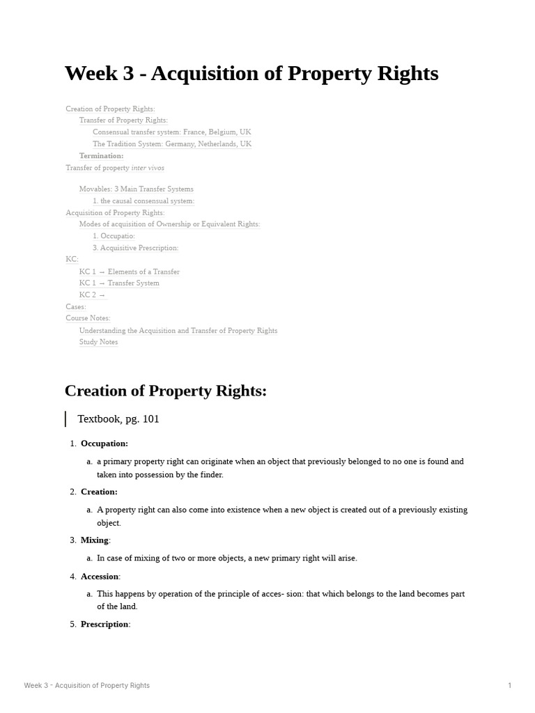 Global Property Law - Acquisition of Property Rights | PDF | Ownership ...