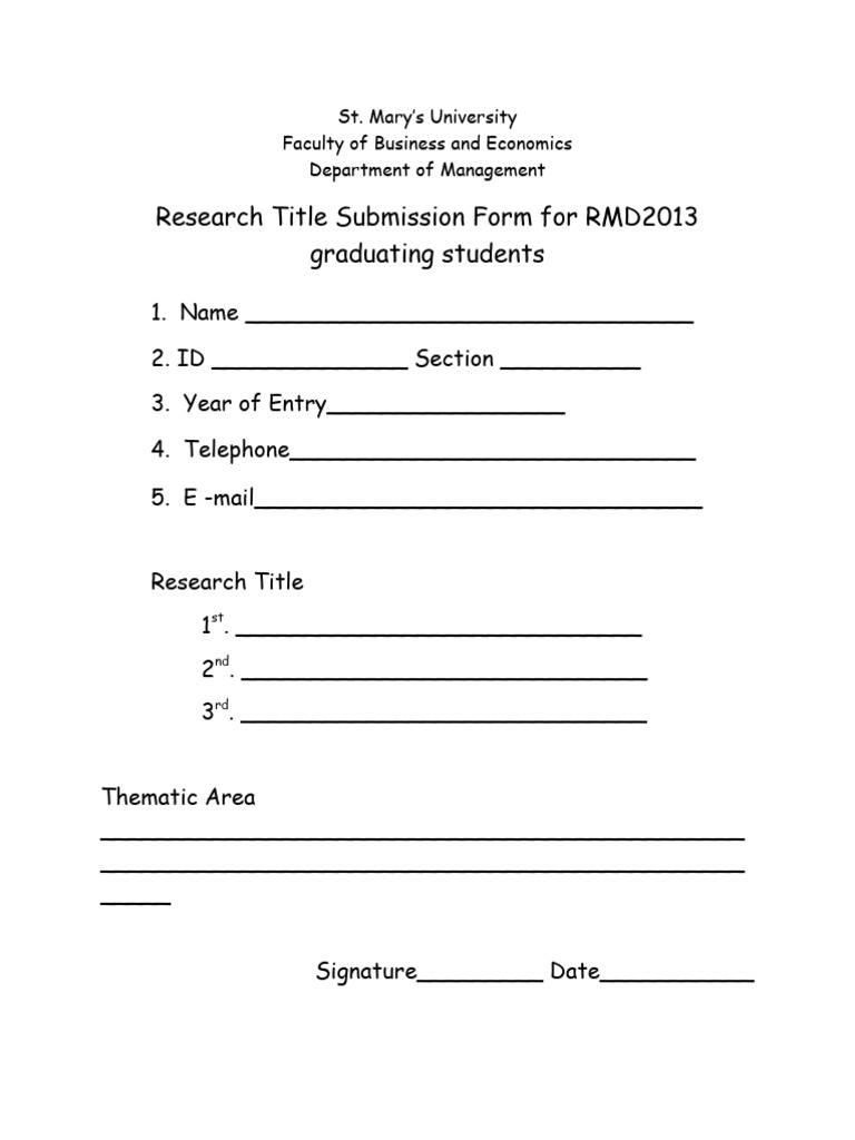 Research Title Submission Form | PDF