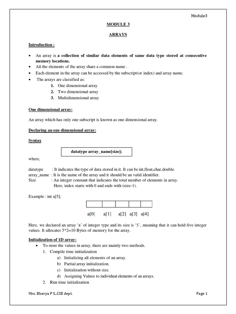 Module3 Arrays Pdf Integer Computer Science Data Type 1391