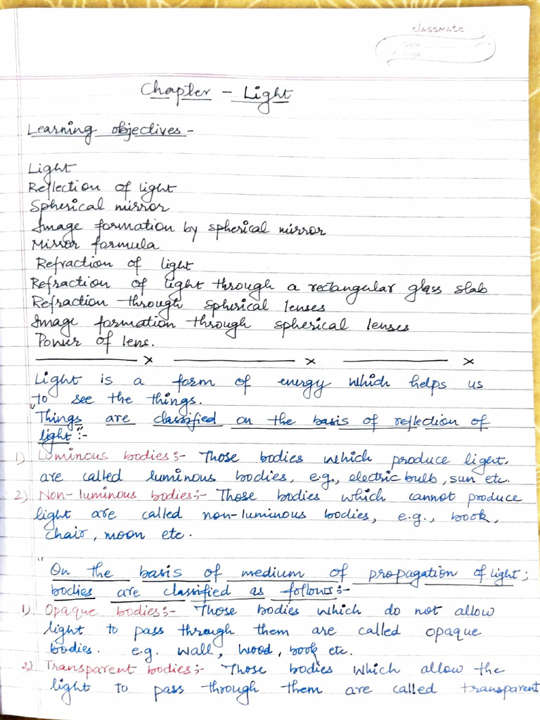 Light Class 10 | PDF