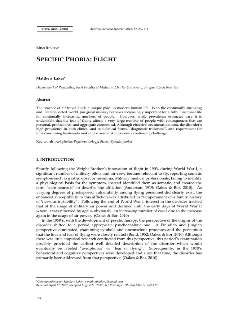 Laker (20120 Specific Phobia - Flight | PDF | Phobia | Eye Movement ...