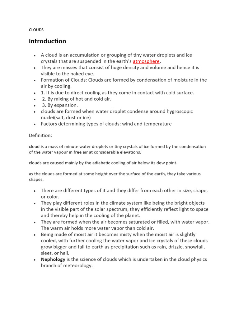 CLOUDS | PDF | Cloud | Atmosphere Of Earth