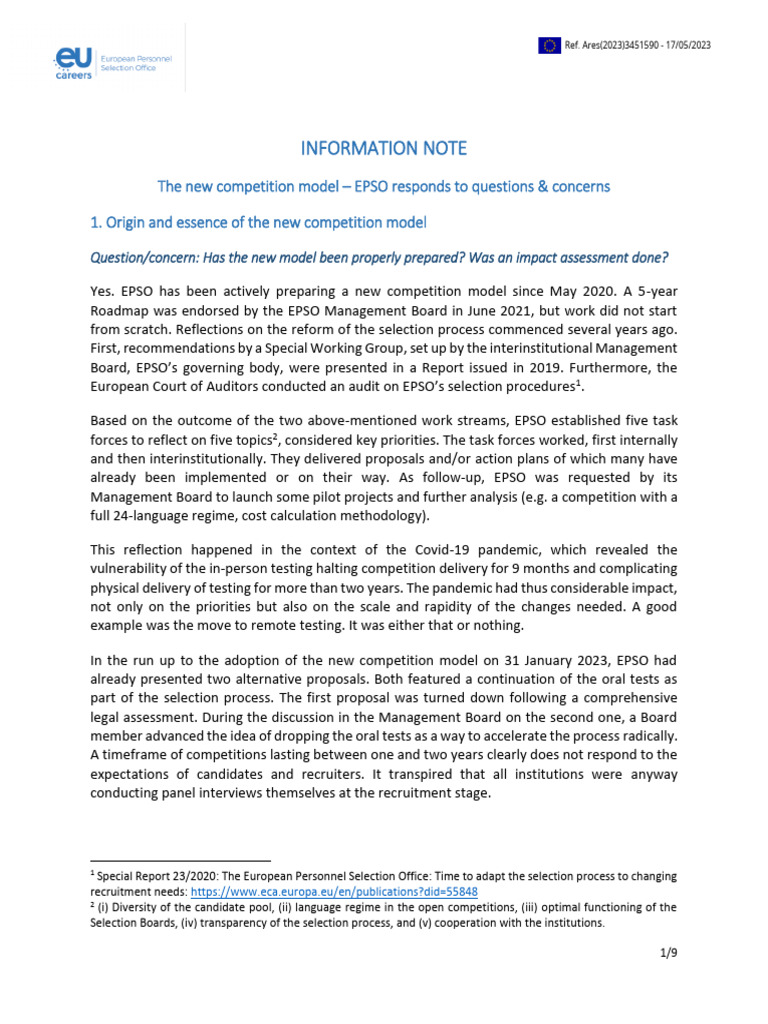 Info Note on Concerns | PDF | Recruitment | Multiple Choice