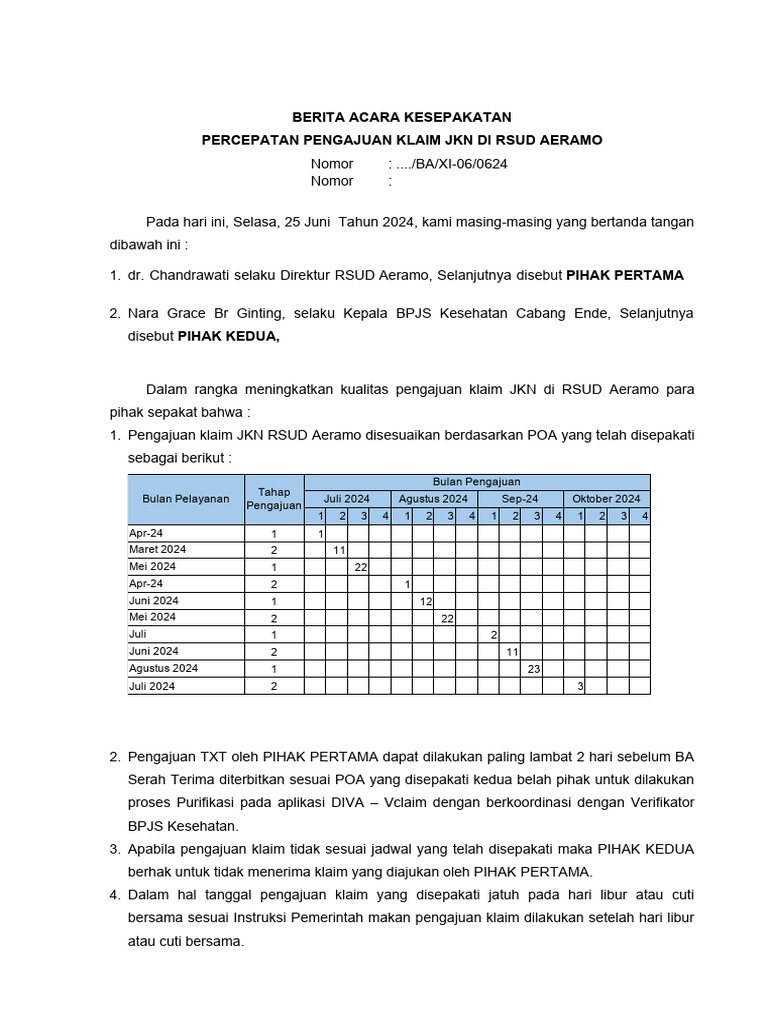 Ba Percepatan Klaim Rsud Aeramo - Ii | PDF