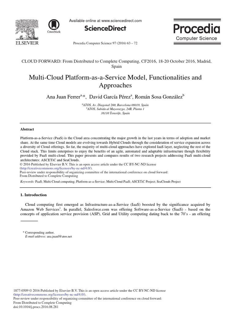 Multi-Cloud Platform-As-A-Service Model, Functionalities and Approaches | PDF | Cloud Computing ...