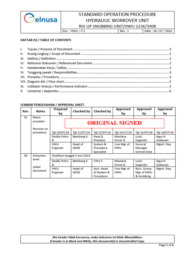 HWU - P.1. SOP Rig Up Snubbing 225-340 Rev | PDF | Hydraulics | Gas ...