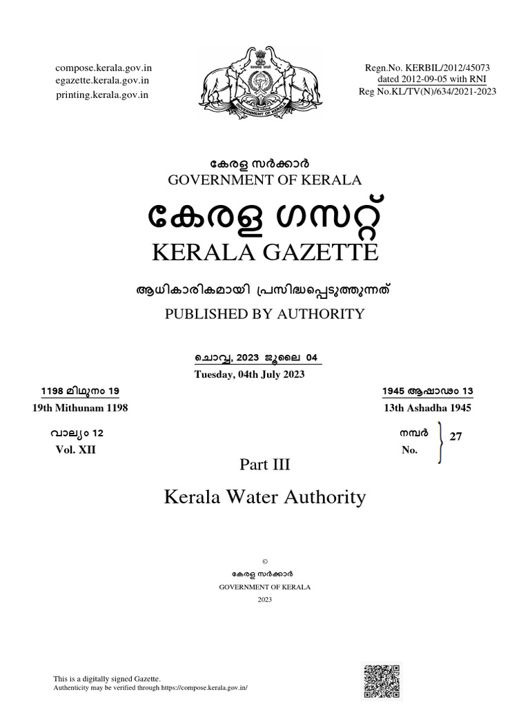 Kerala Water Tariff and Sewerage Charges | PDF | Fresh Water | Water ...
