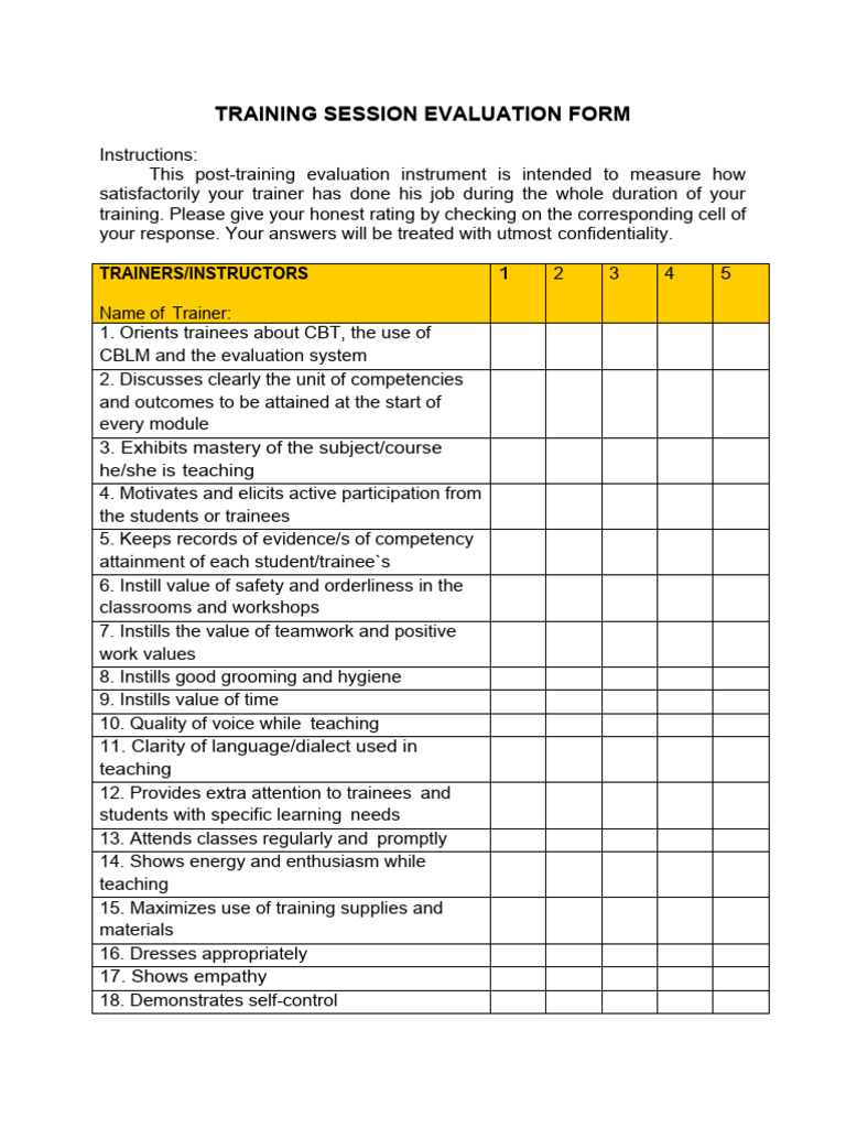 Evaluation Form - OK | PDF | Evaluation | Learning