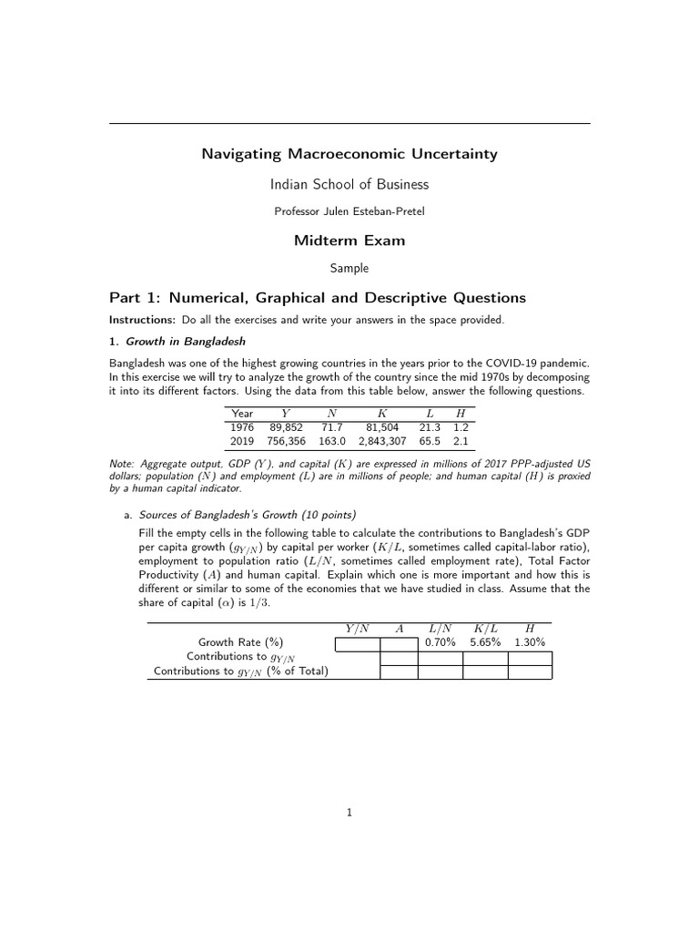 Midterm Exam - Sample - Updated 06.18 | PDF | Macroeconomics | Unemployment