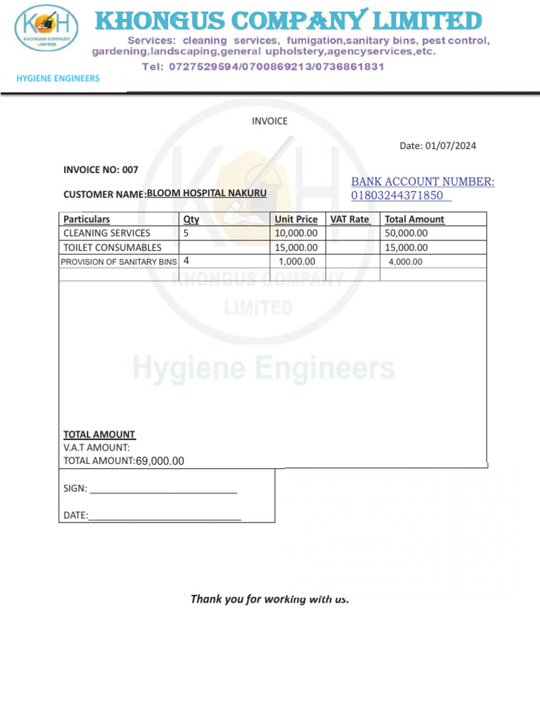 Bloom Hospital Nakuru Invoice 06 | PDF