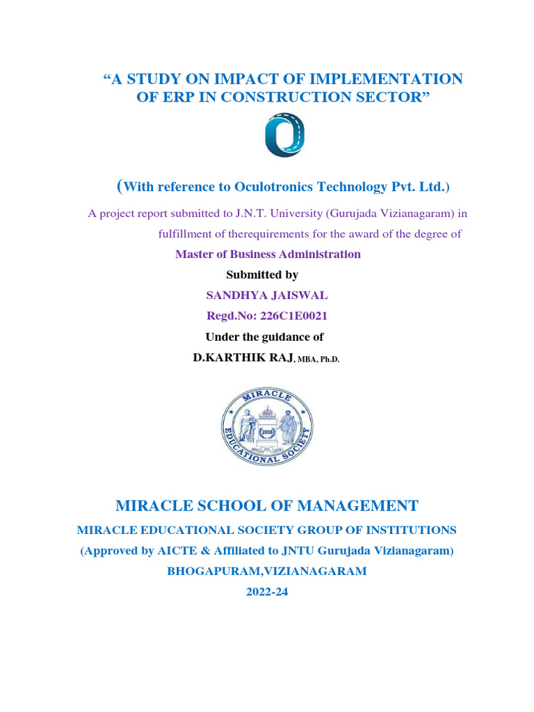 Sandhya Jaiswal MBA Project | PDF | Enterprise Resource Planning | Customer Relationship Management