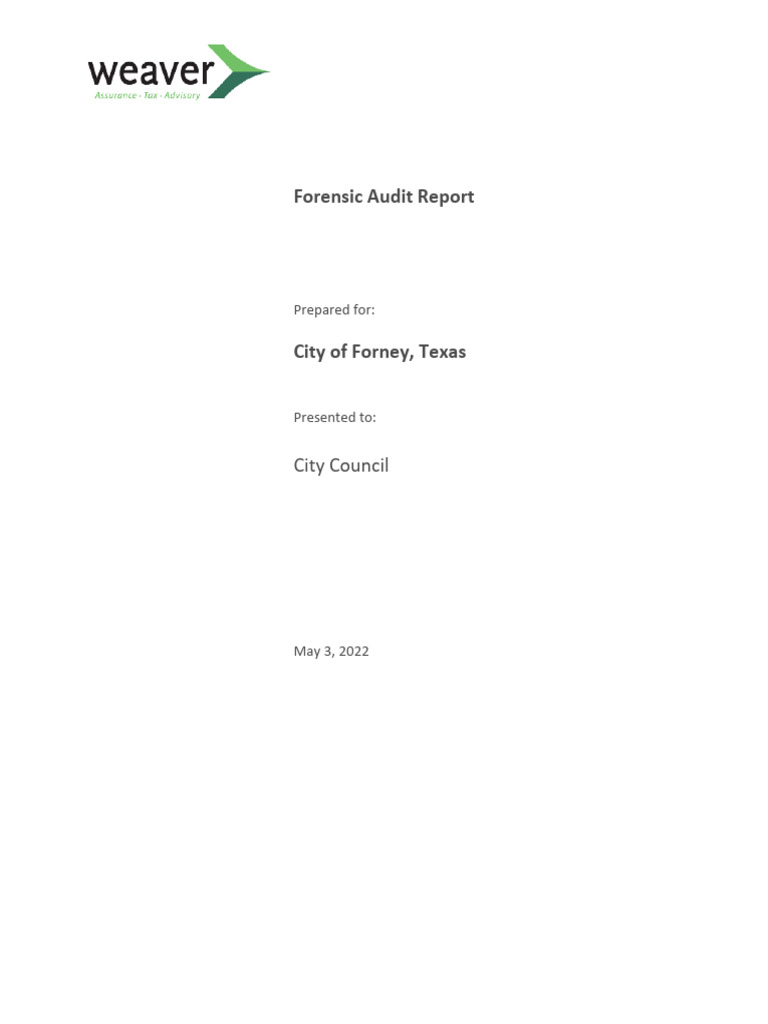 Weaver Forensic Audit Report - City of Forney | PDF | Procurement ...