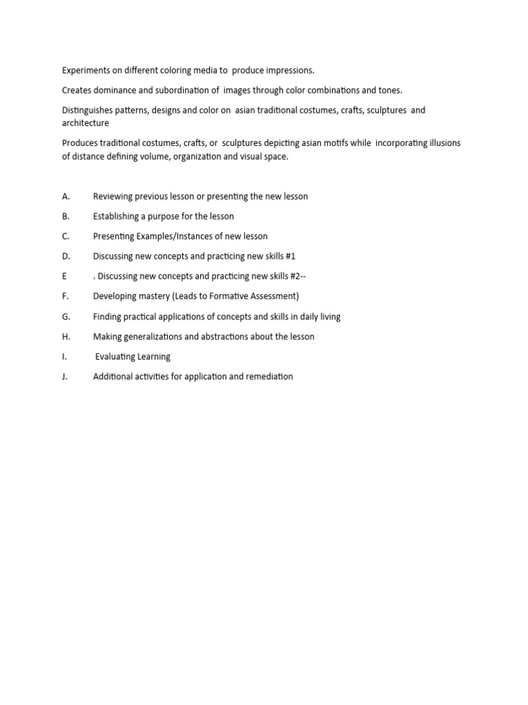 Parts of Lesson Plan | PDF