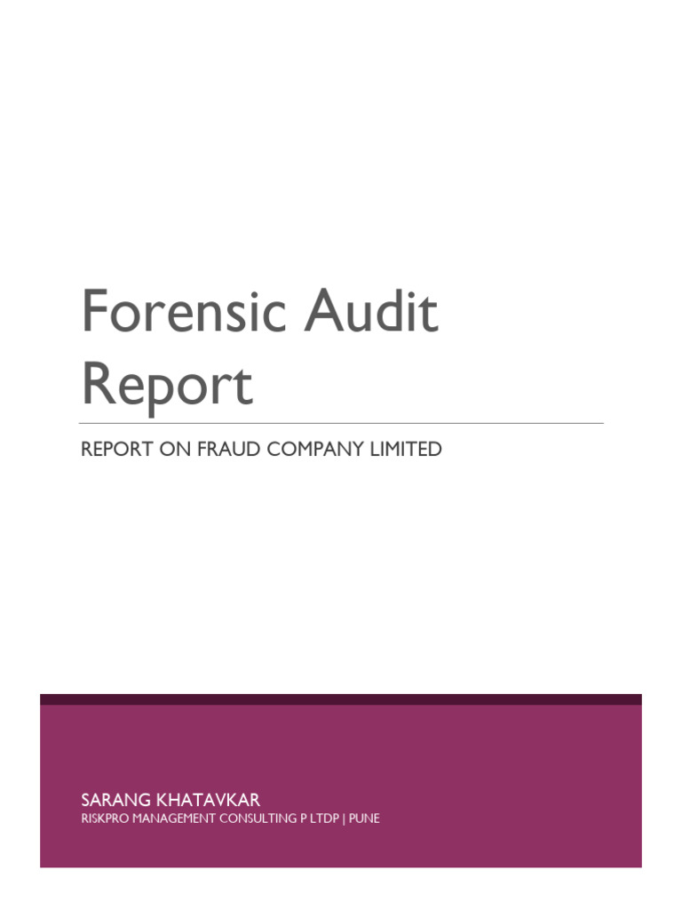 Sample-report-on-forensic-audit | Download Free PDF | Audit | Deposit ...