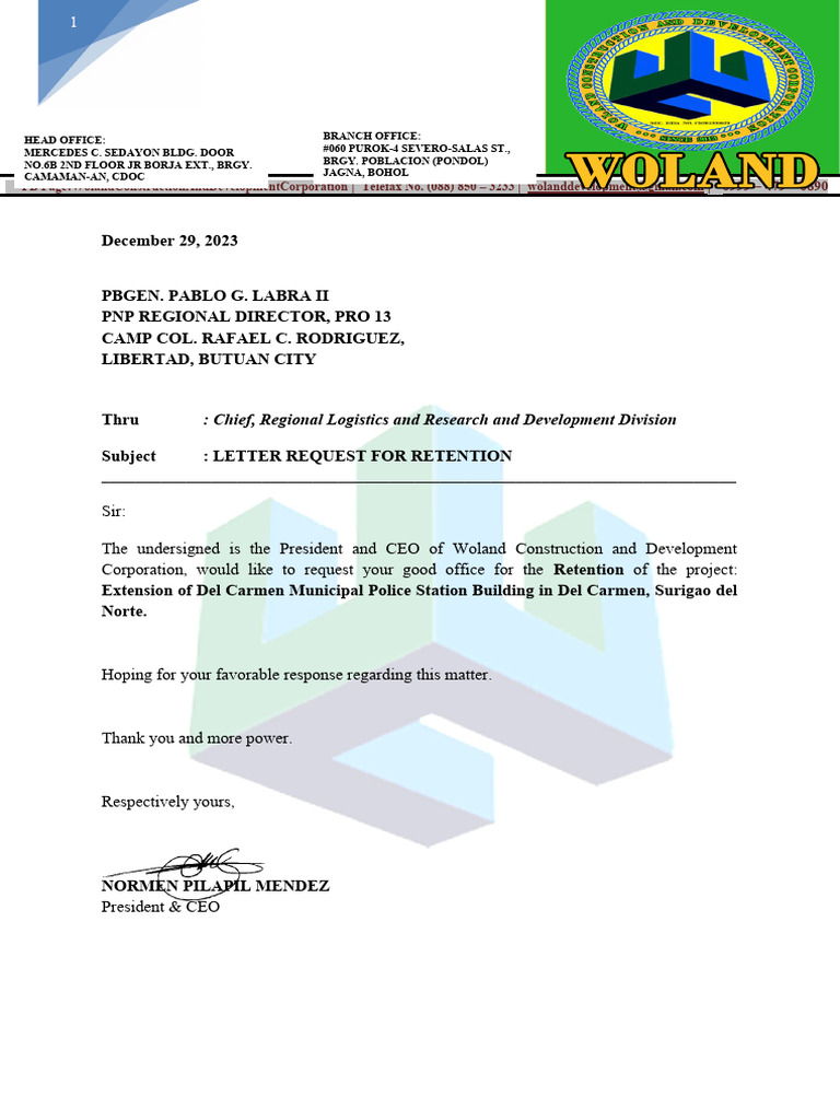 Request Letter - Retention | PDF | Business