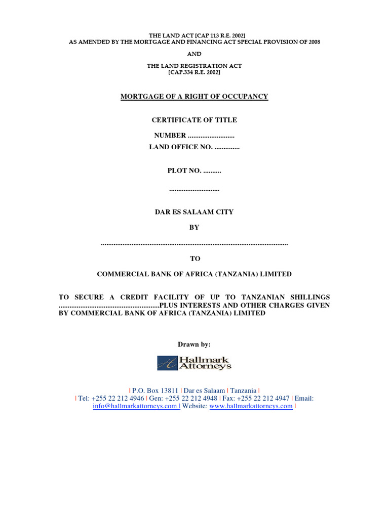 Mortgage Deed for Loan Security | PDF | Mortgage Law | Lease