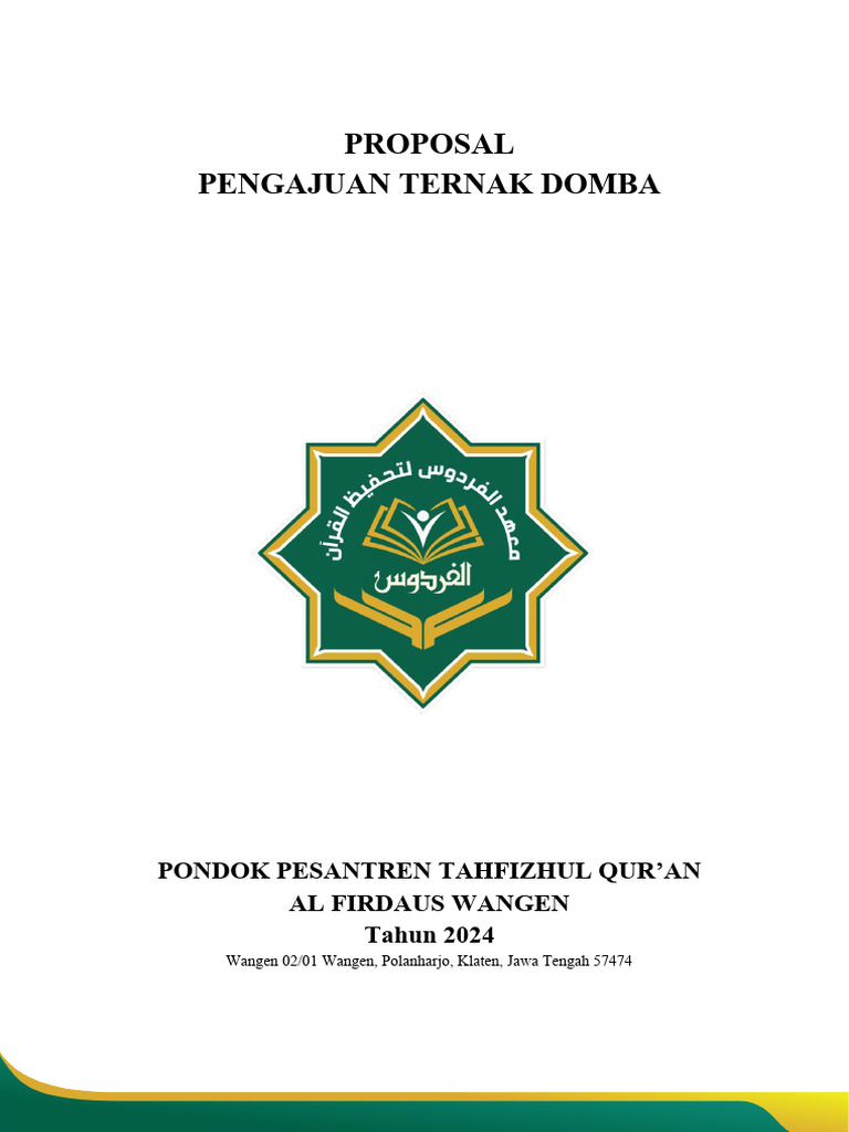 Proposal Ternak Domba Pesantren | PDF