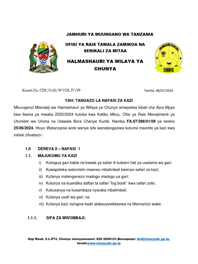 20240907011341tangazo Chunya DC | PDF