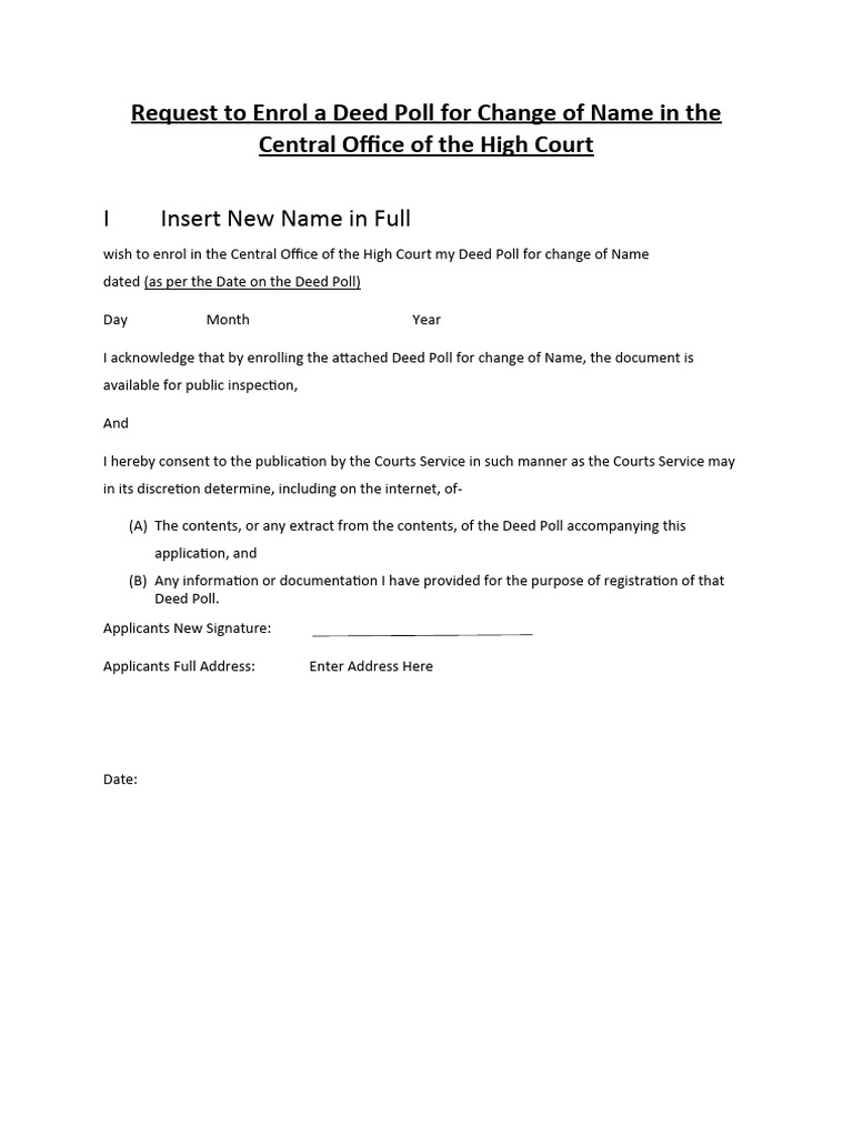Application to Enrol a Deed Poll 2023 | PDF