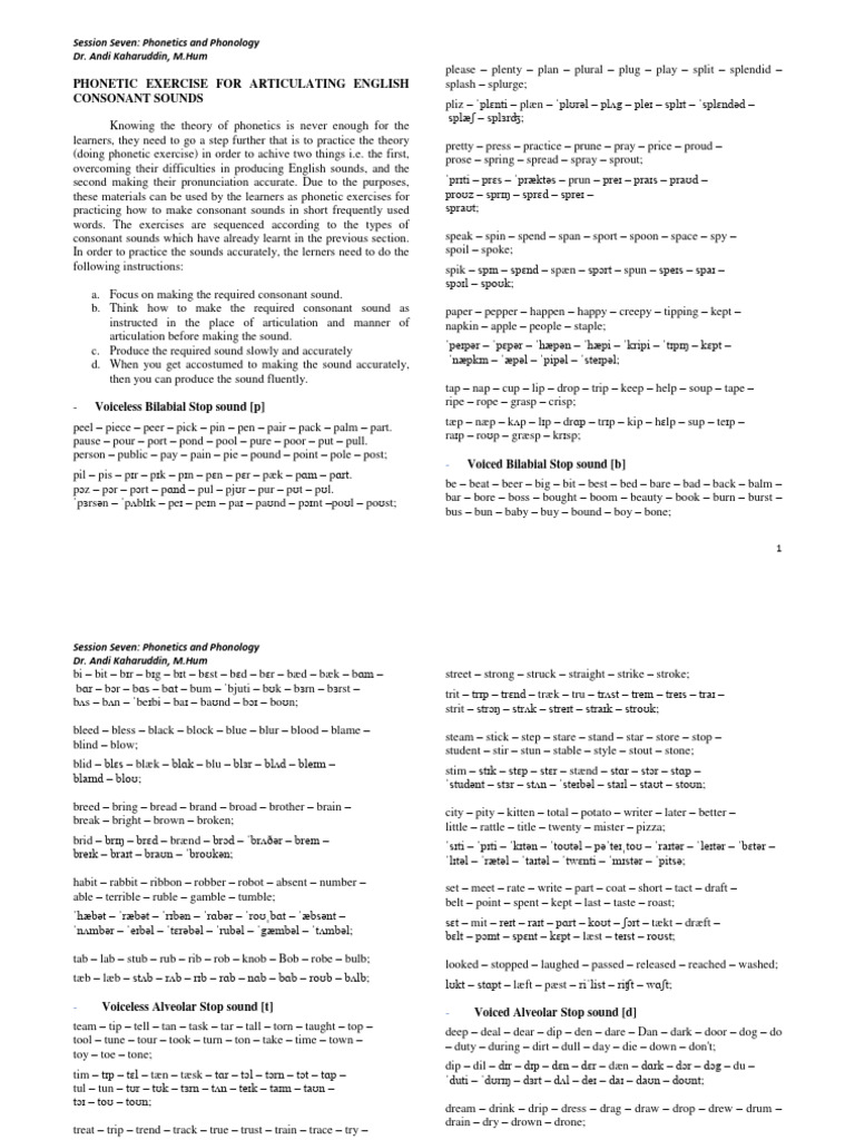 Session Seven Phonetics Exercises | PDF | Phonetics | Human Voice