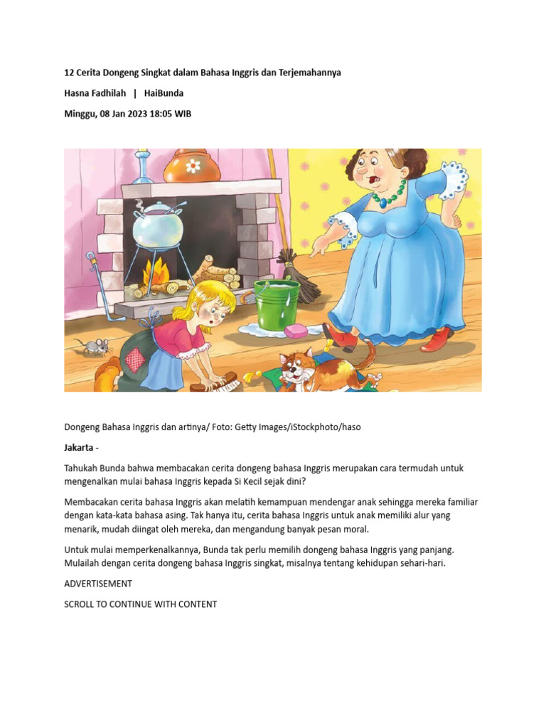 4 Cerita Dongeng Singkat Dalam Bahasa Inggris Dan Terjemahannya | PDF