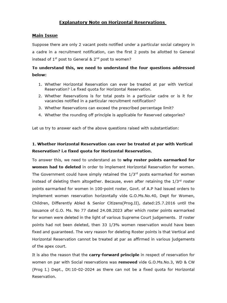 Understanding Horizontal Reservations | PDF | Politics Of India ...