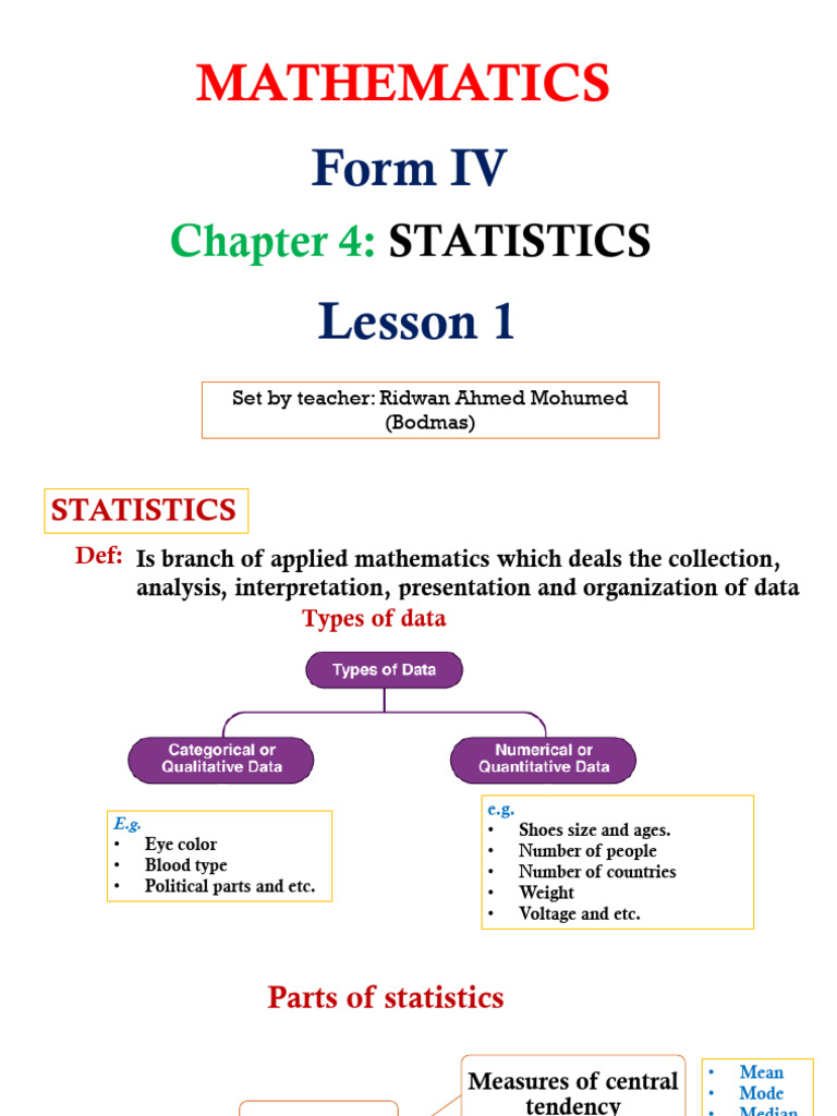 Stat F4 lesson 1 | PDF | Statistics | Mean