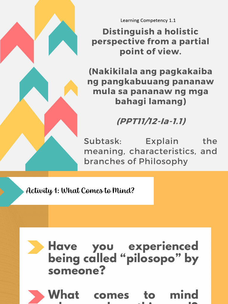 Lesson 1 The Nature and Functions of Philosophy | PDF | Idea | Socrates