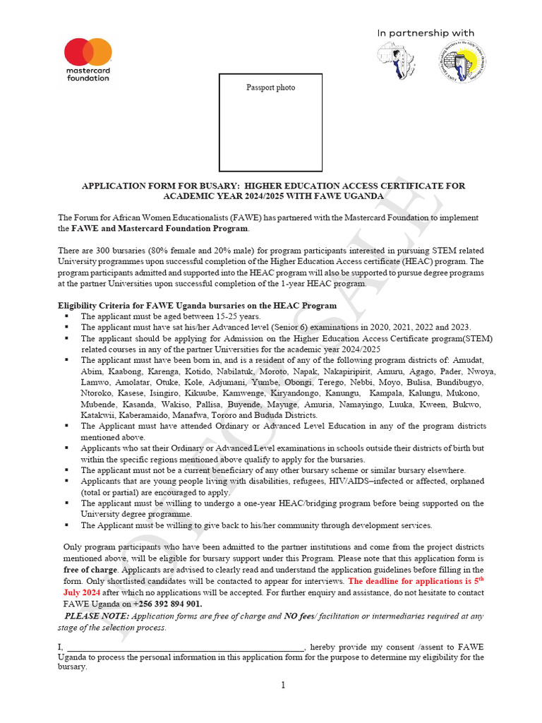 Application Form HEAC | PDF