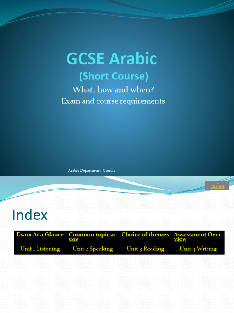 Oundle GCSE Arabic Short Course Guide | PDF | Communication | Nonverbal ...