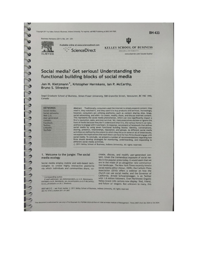 Social Media? Get Serious! Understanding The Functional Building Blocks ...