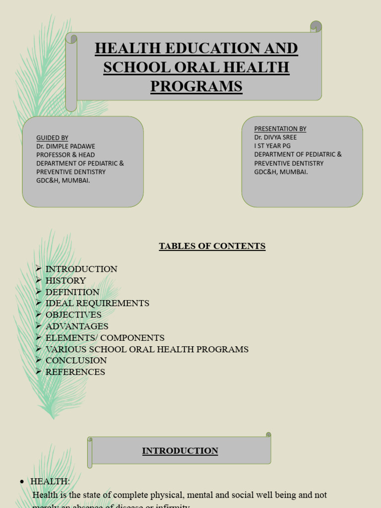 School Oral Health Programs Guide | PDF | Dentistry | Oral Hygiene