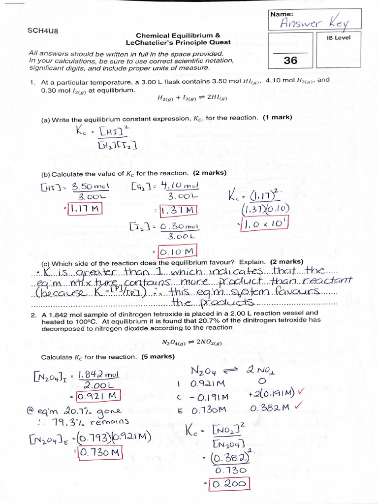 HL Chem Chemical Equilibrium Quest 12 PDF | PDF