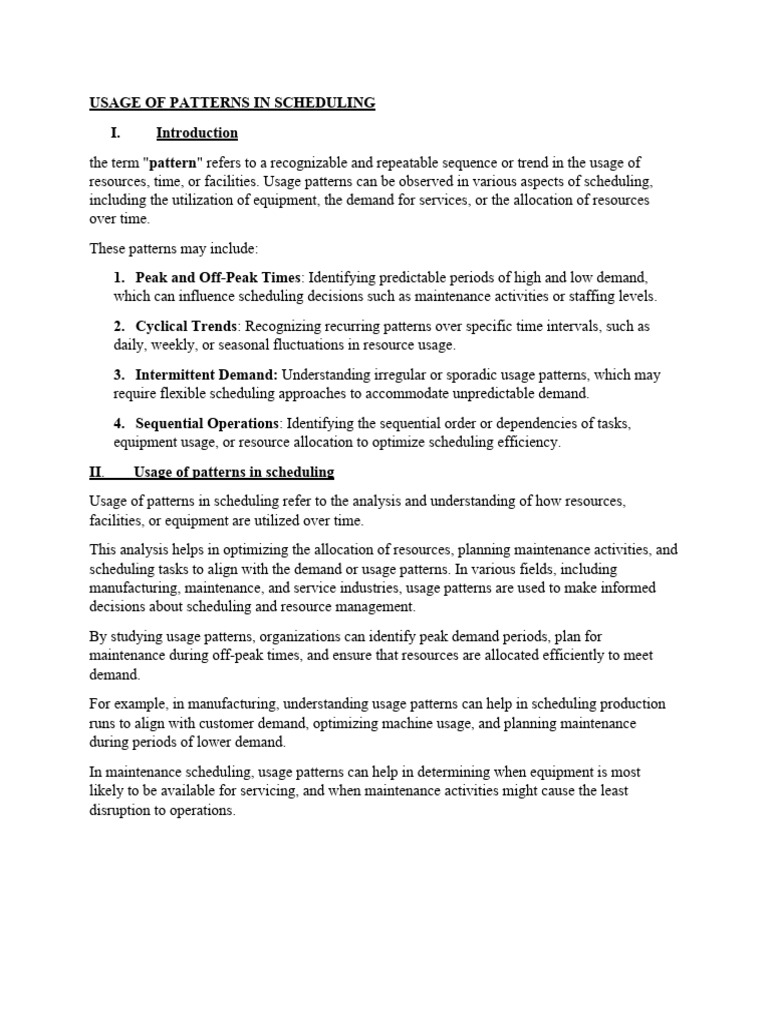 Usage of Pattern in Scheduling | PDF | Business | Technology & Engineering