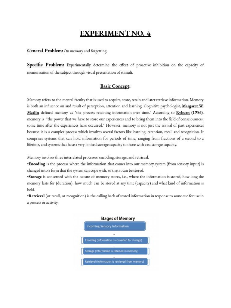 Proactive Inhibition | Download Free PDF | Memory | Recall (Memory)