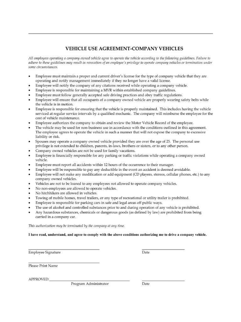 Vehicle Agreement | PDF