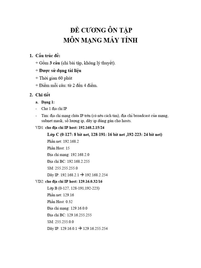 Đề Cương Ôn Tập MMT | PDF