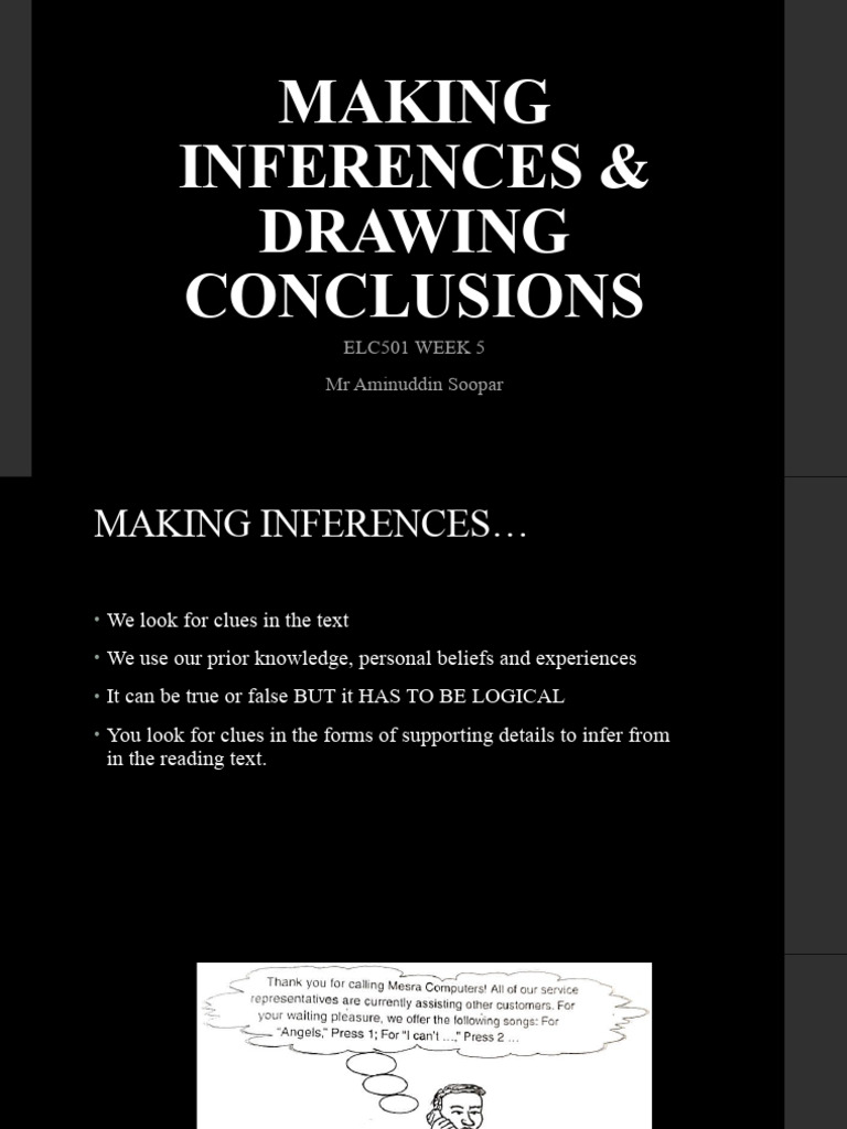 ELC501 W5 Inference &drawing Conclusion | PDF | Inference | Knowledge