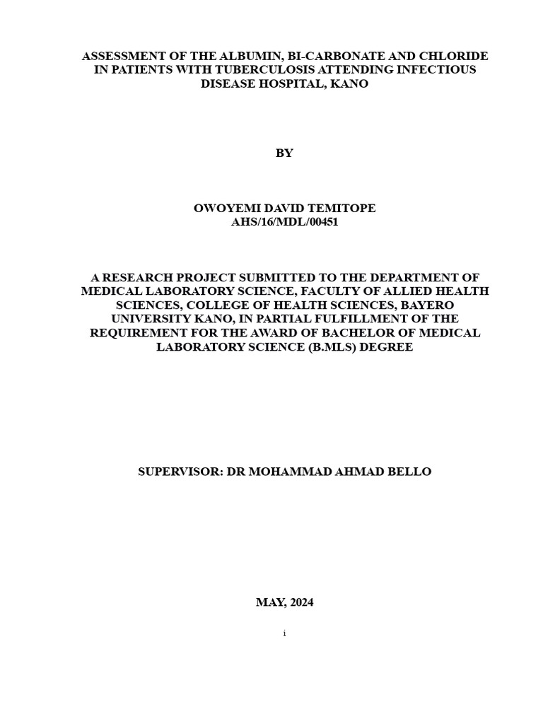 David's Project (Chapter 1-5) May 9th | PDF | Tuberculosis | Immune System