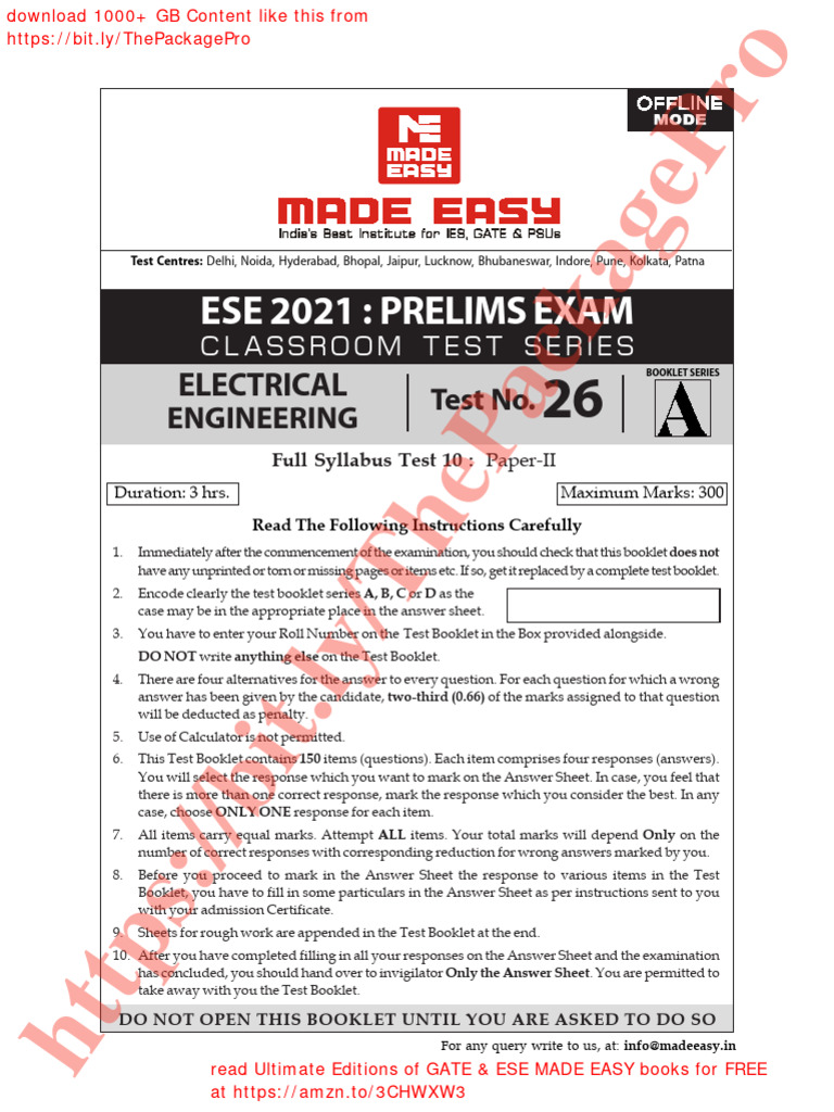 ESE 2021 Prelims MADE EASY Test Series Paper 26 Google ThePackagePro ...