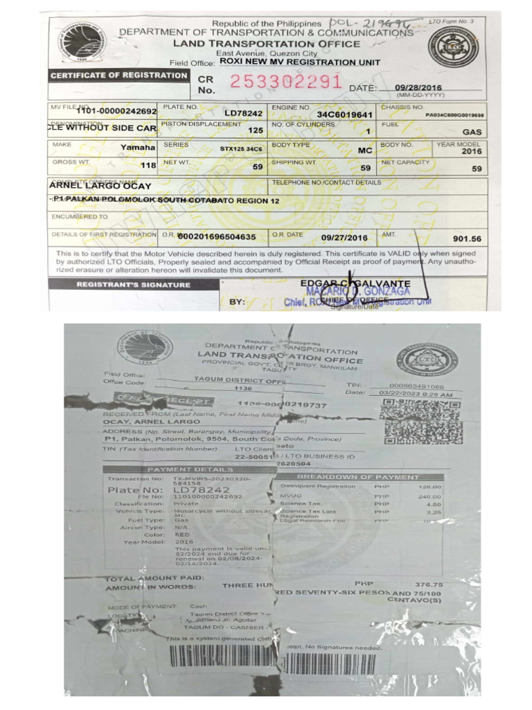 Yamaha STX 125 Registration 2023-Vaporoso | PDF