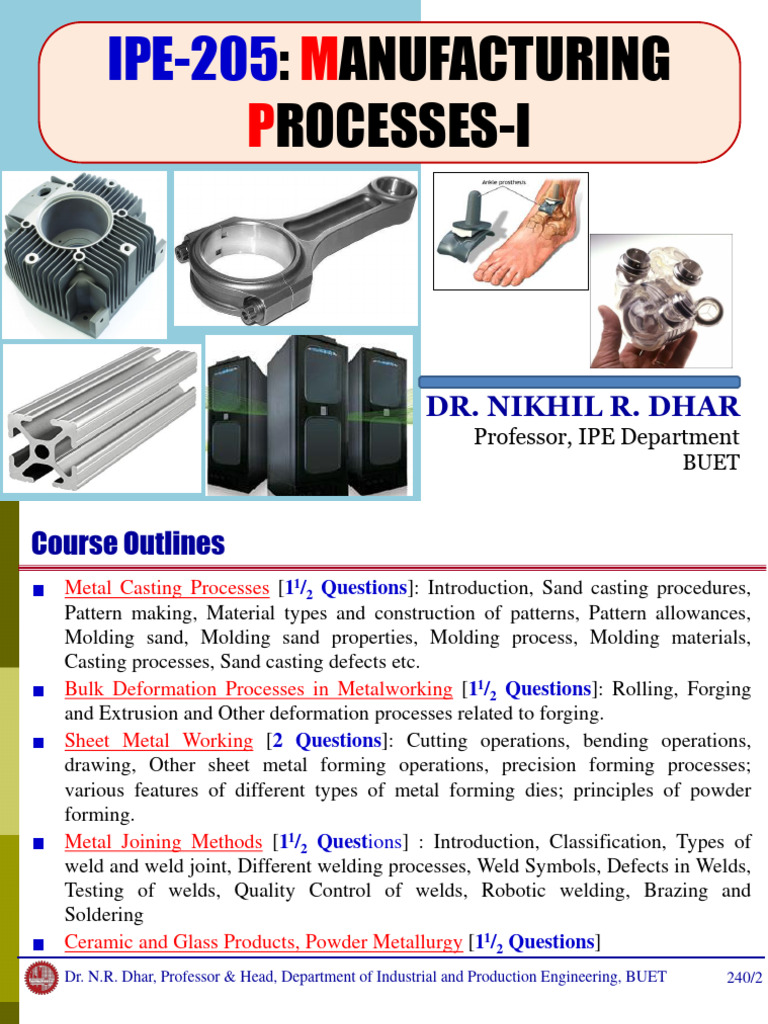 Introduction-IPE-205-Manufacturing Processes-I | PDF | Welding | Construction